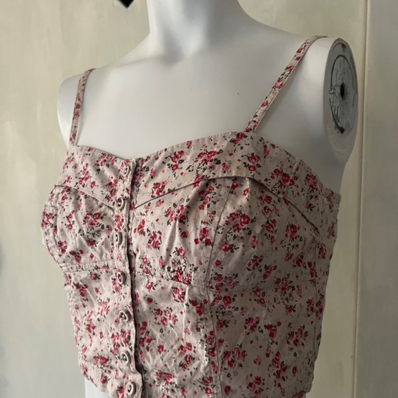 Tops | Floral Bustier Crop Top Spaghetti Strap Camisole Rose Ditsy ...